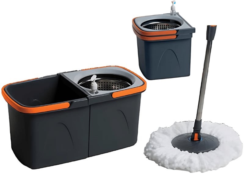 Tevo Blitz Twin Bucket Spin'Stack Mop Dual-Bucket System, Detergent ...